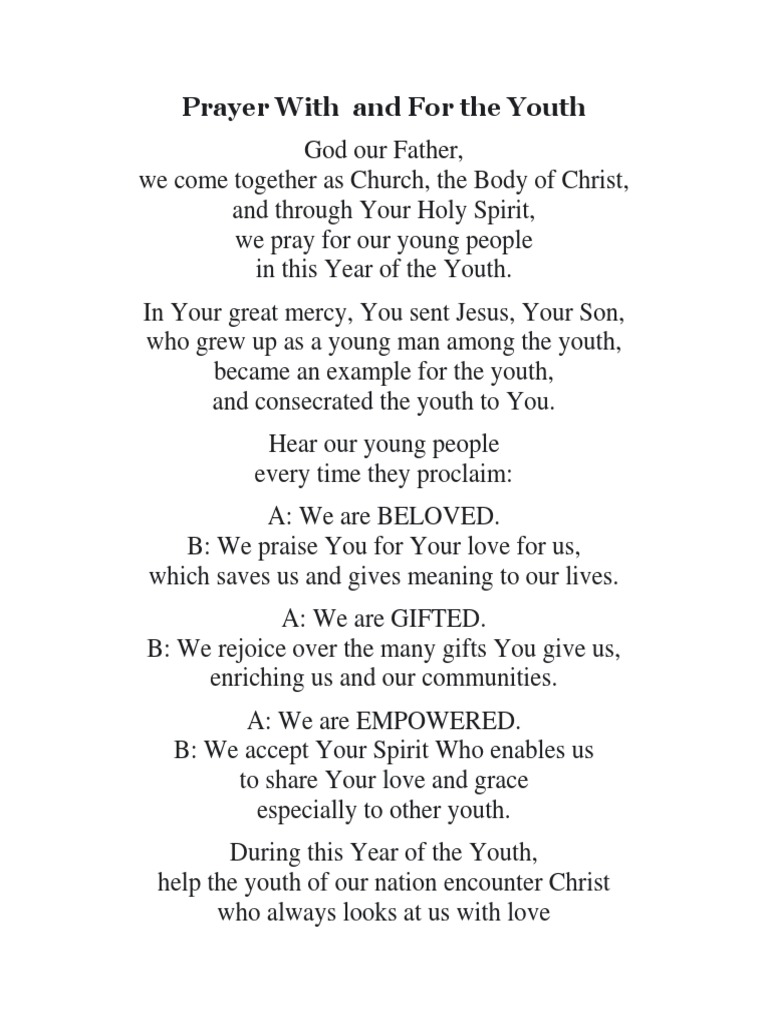 Prayer With and For The Youth | PDF | Religion & Spirituality