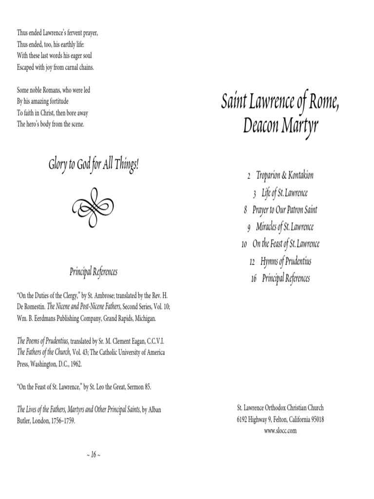 Life and Martyrdom of St. Lawrence | PDF | Religious Behaviour And ...