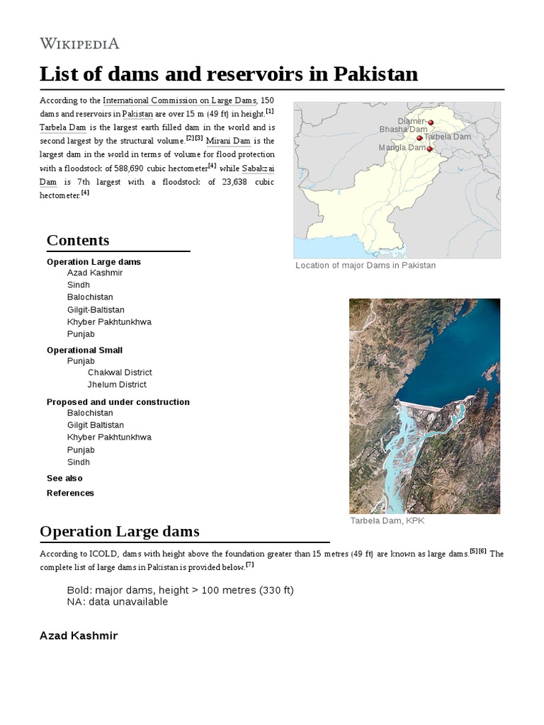 List of Dams and Reservoirs in Pakistan | PDF | Water And Politics ...