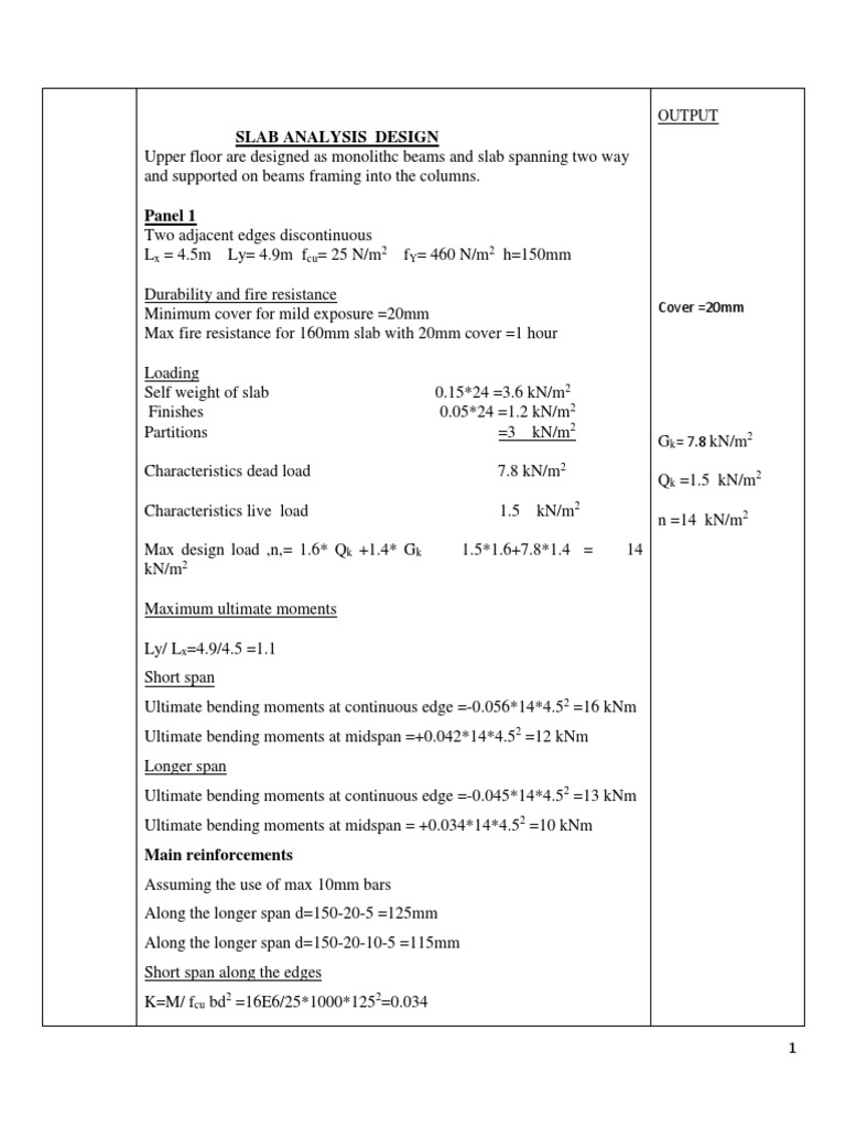 Slab Analysis Design: X Cu 2 Y 2 | PDF | Beam (Structure) | Column
