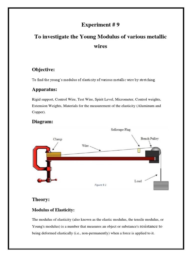 Experiment 9 | PDF | Young's Modulus | Elasticity (Physics)