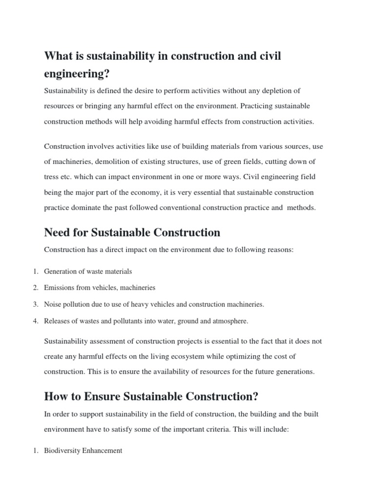 What Is Sustainability in Construction and Civil Engineering | PDF ...