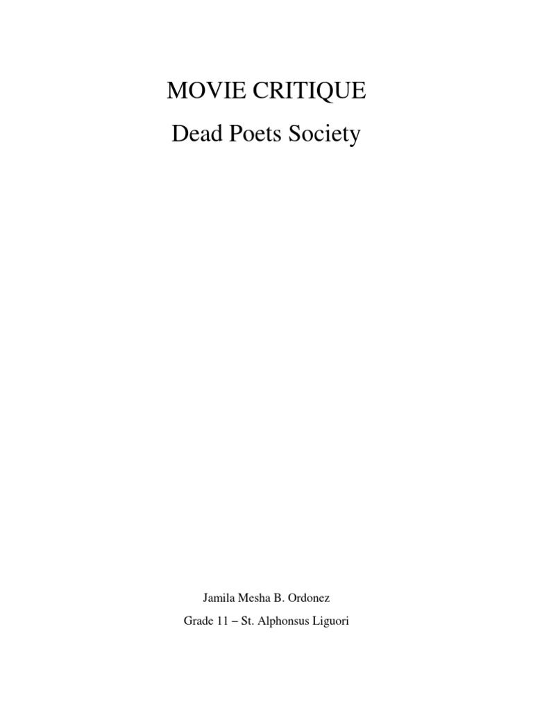 Critical Analysis of Dead Poets Society | PDF