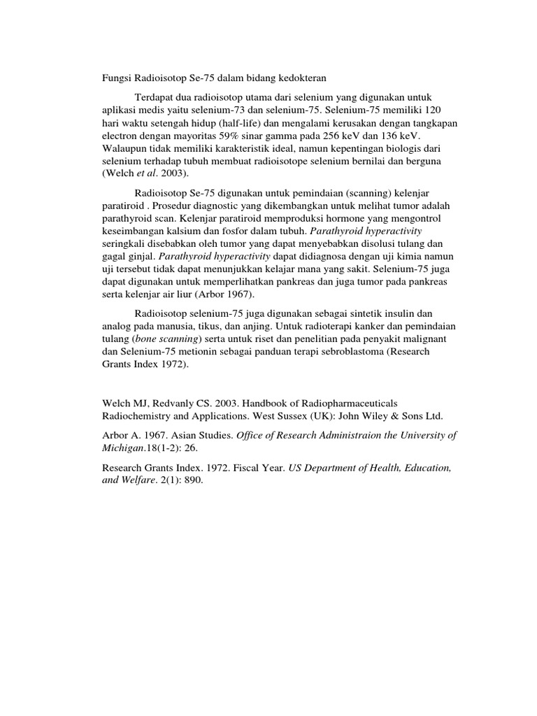 Fungsi Radioisotop Se75 | PDF