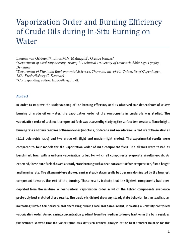 Crude Oil Vaporization and Burning Efficiency | PDF | Heat Transfer ...