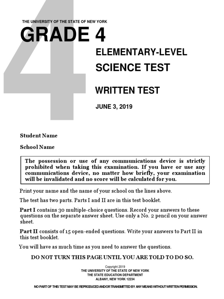 Grade 4: Science Test | PDF | Fahrenheit