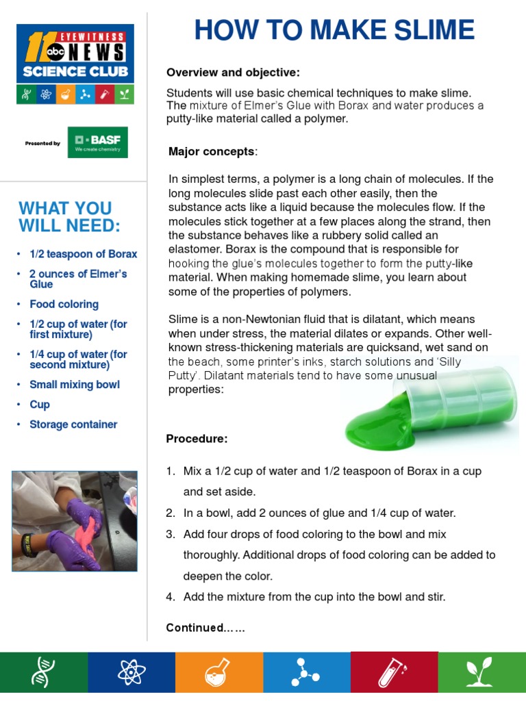 Classroom Slime Making Procedure | PDF | Polymers | Water