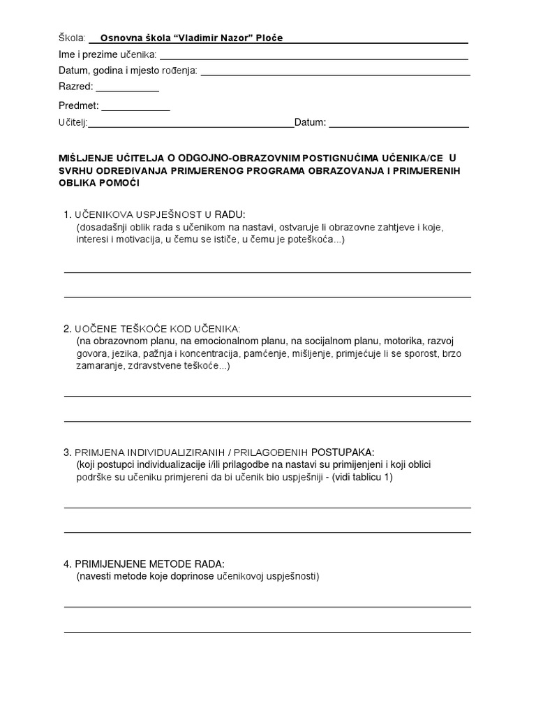 Mišljenje Obrazac Ioop Novo2 | PDF