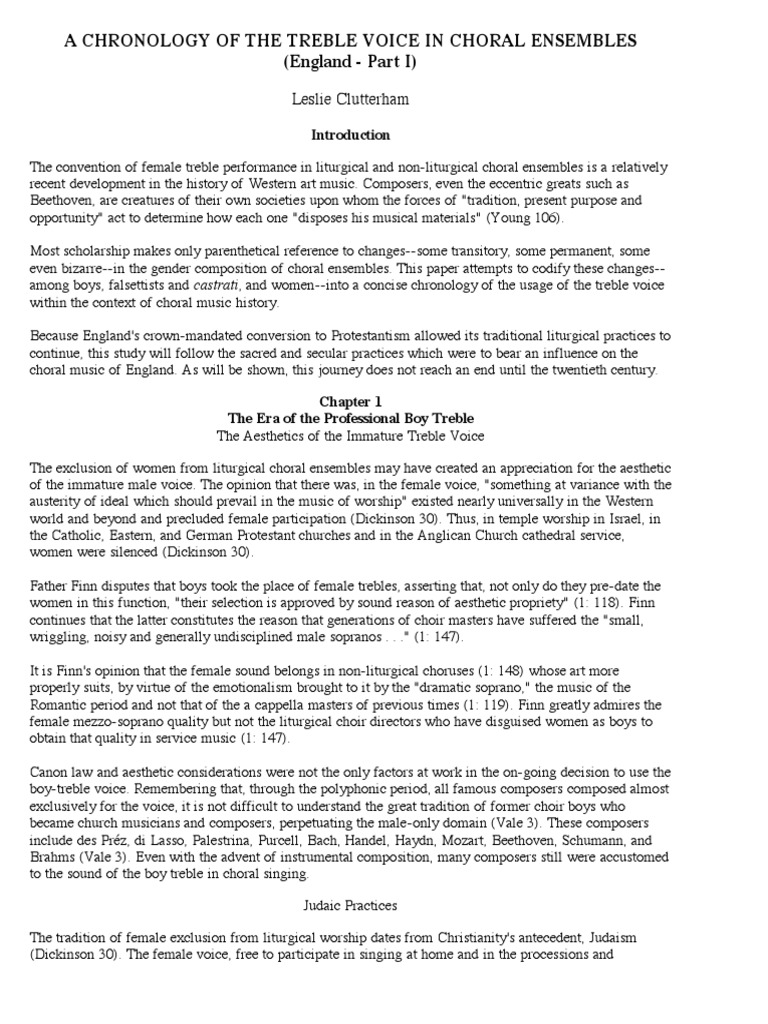 A Chronology of The Treble Voice in Choral Ensembles (England - Part I ...