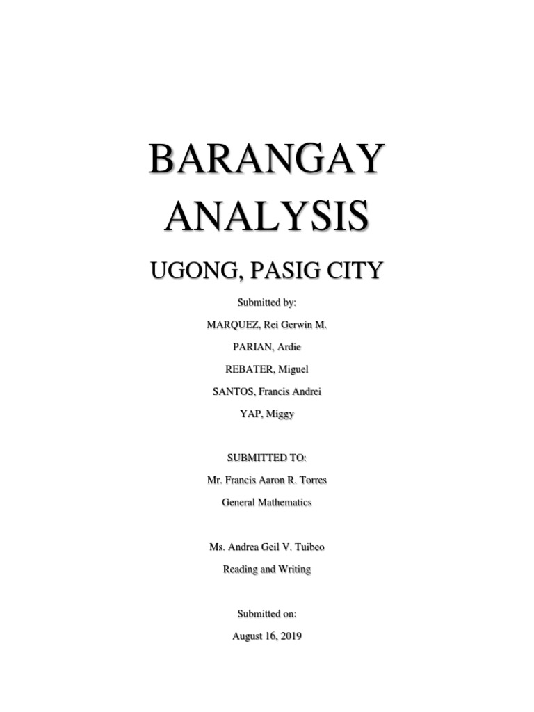 Barangay Analysis: Ugong, Pasig City | PDF