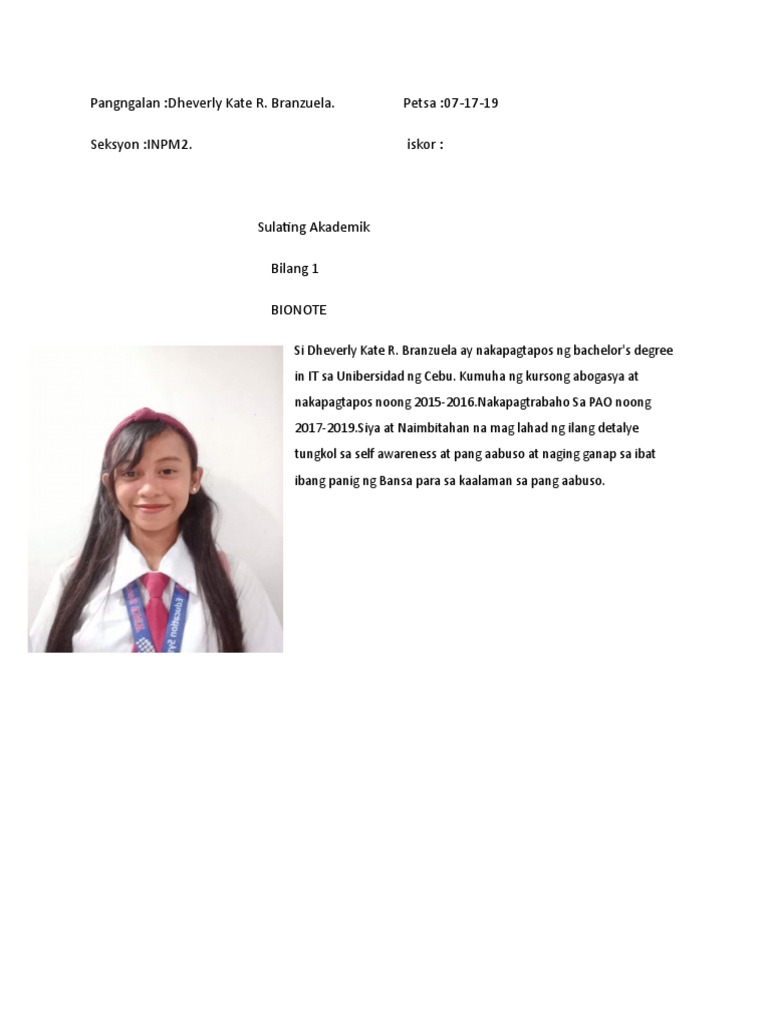 Example of Bionote | PDF