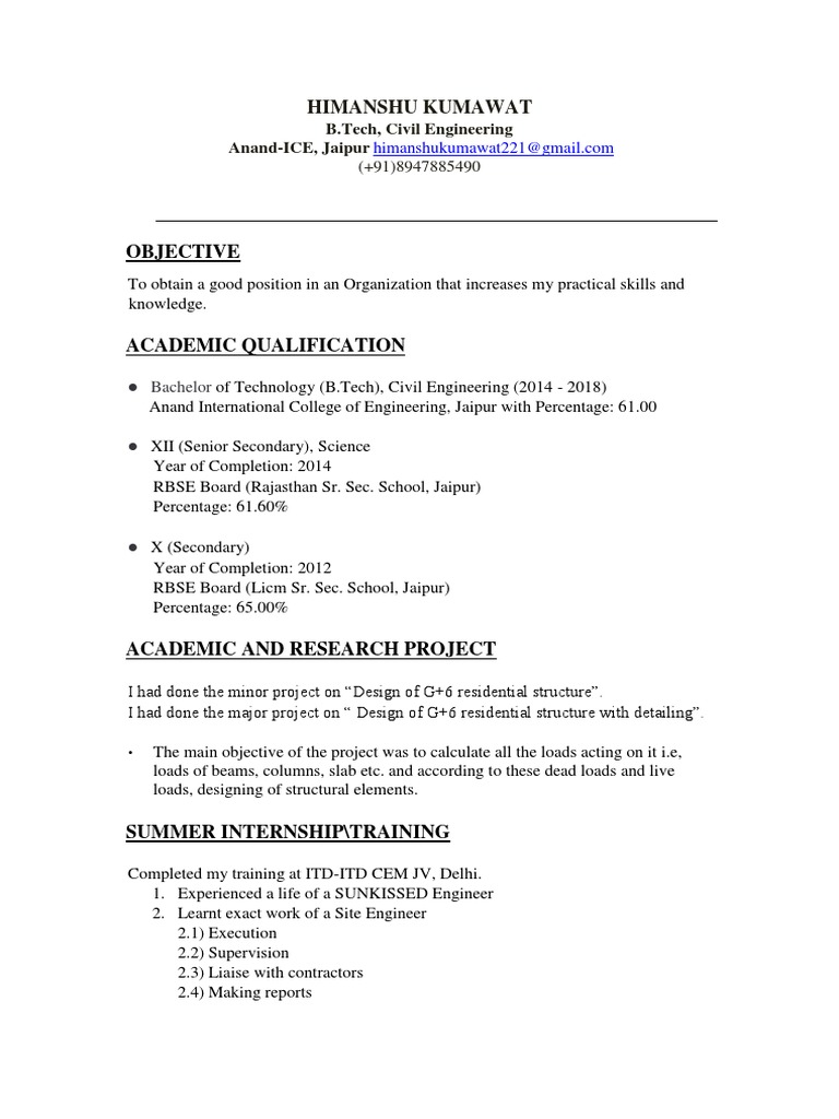 Himanshu Resume | PDF | Engineering | Science And Technology