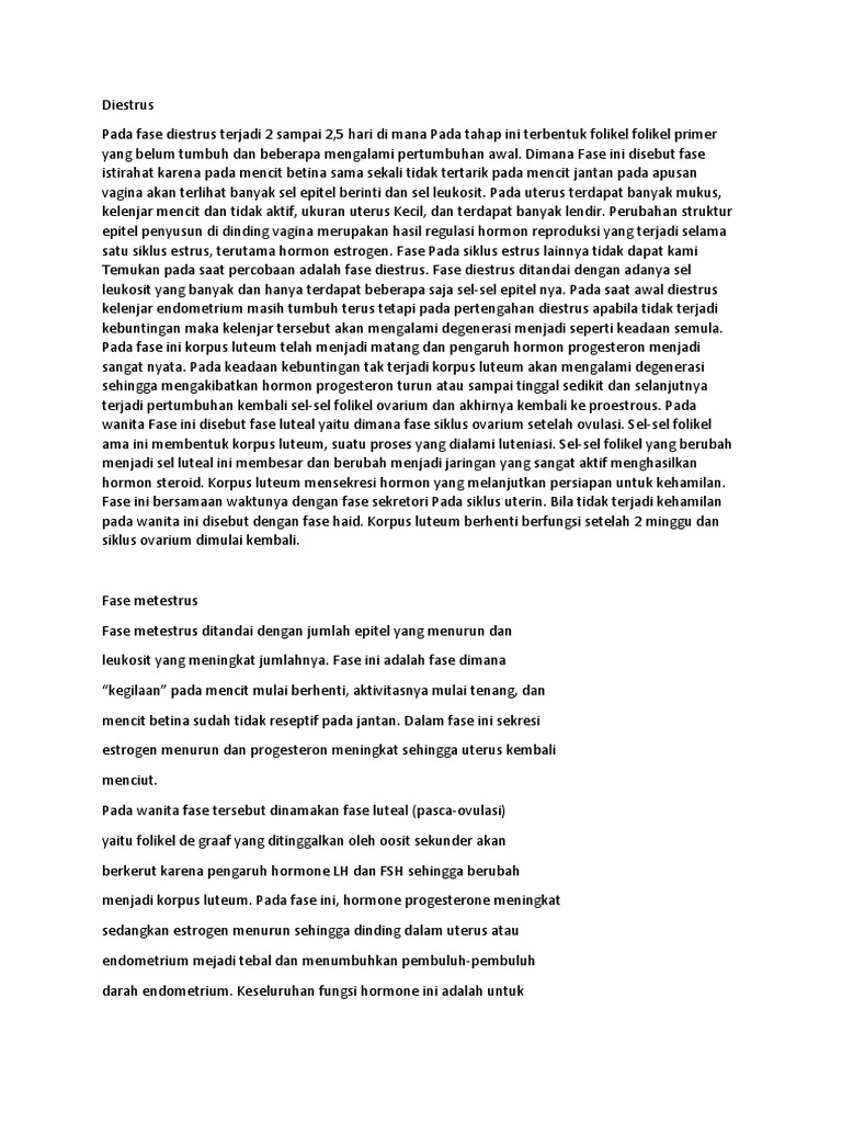 Fase Metestrus Dan Diestrus | PDF