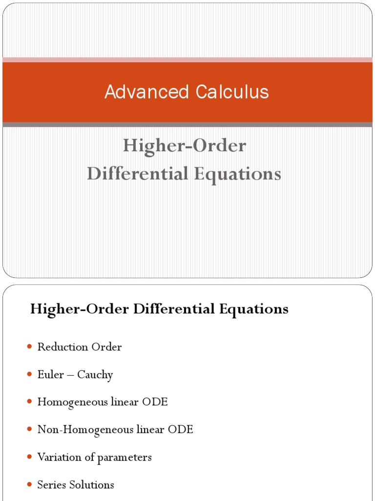 Advanced Calculus: Higher-Order Differential Equations | PDF | Ordinary Differential Equation ...