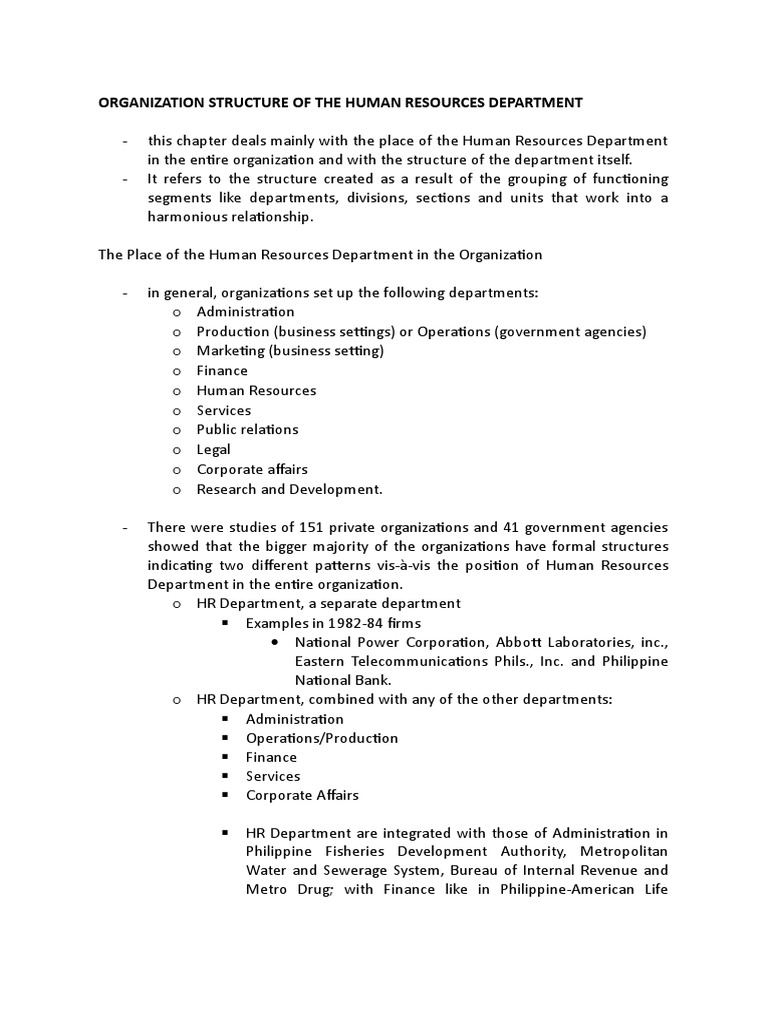 Human Resource Department Structure