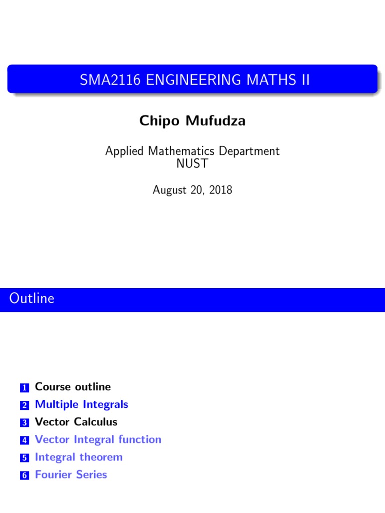 SMA2116 Engineering Maths II Multiple Integrals and Fourier Series ...