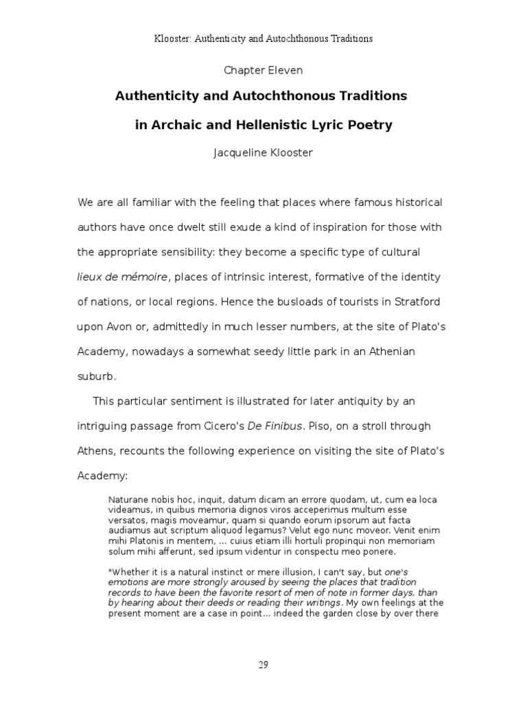 Authenticity and Autochthonous Tradition | PDF | Poetry | Ancient Greek ...