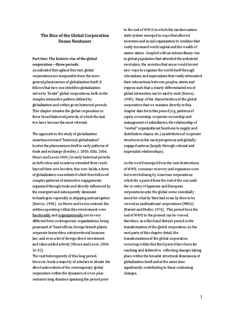 The Rise of The Global Corporation | PDF | Foreign Direct Investment ...