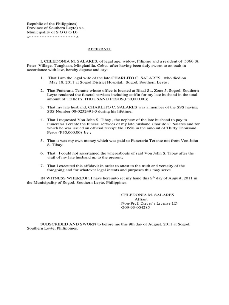 Affidavit of Beneficiaries | PDF