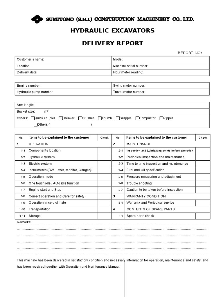 Delivery Report Form | Download Free PDF | Vehicles | Machines
