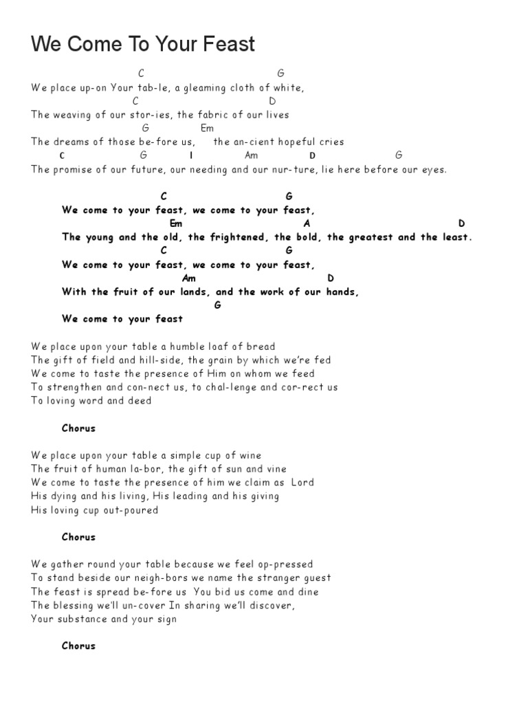 We Come to Your Feast Lyrics | PDF
