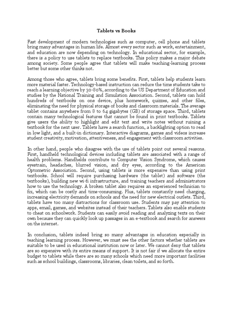 Tablets vs Books: An Educational Debate | PDF | Textbook | Mobile Device