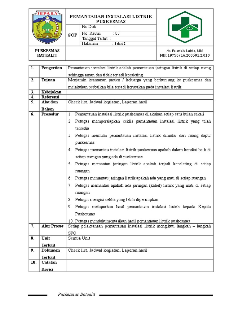 02-Pemantauan Instalasi Listrik Puskesmas | PDF | Griya & Taman | Sains & Matematika