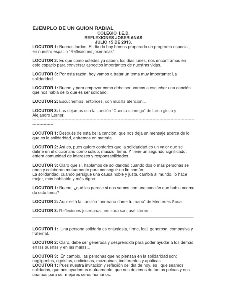 Ejemplo de Un Guion Radial | PDF