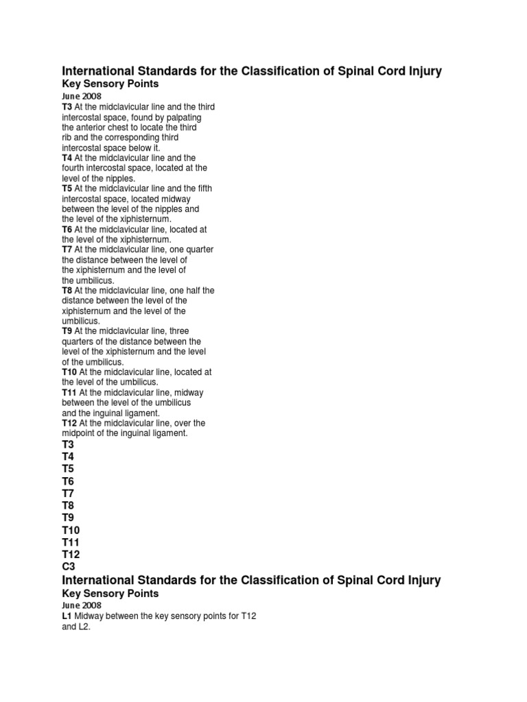 International Standards For The Classification of Spinal Cord Injur1 | PDF