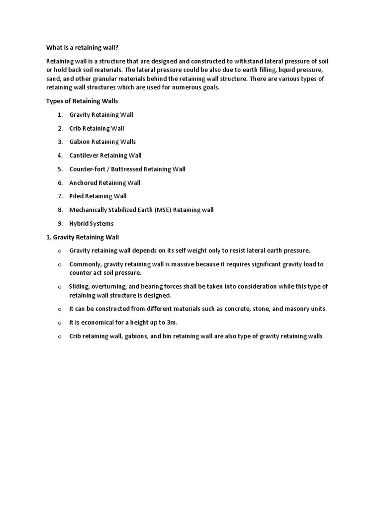 Retaining Wall | PDF | Deep Foundation | Friction