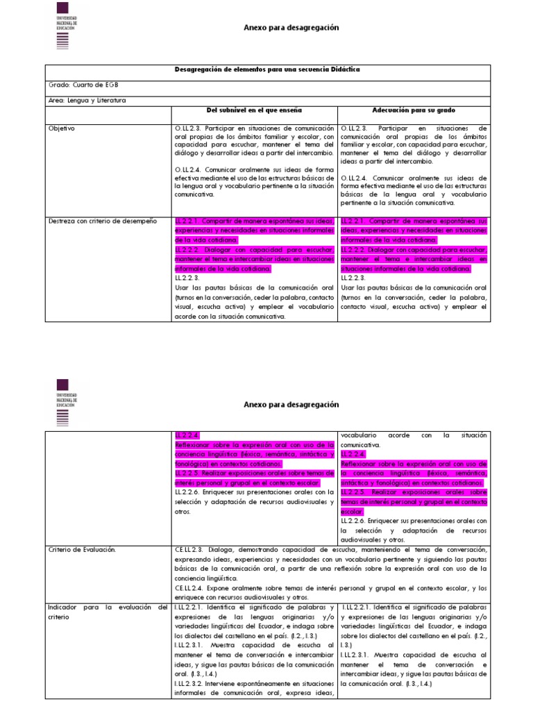 Anexo para Desagregación | PDF | Habla | Palabra