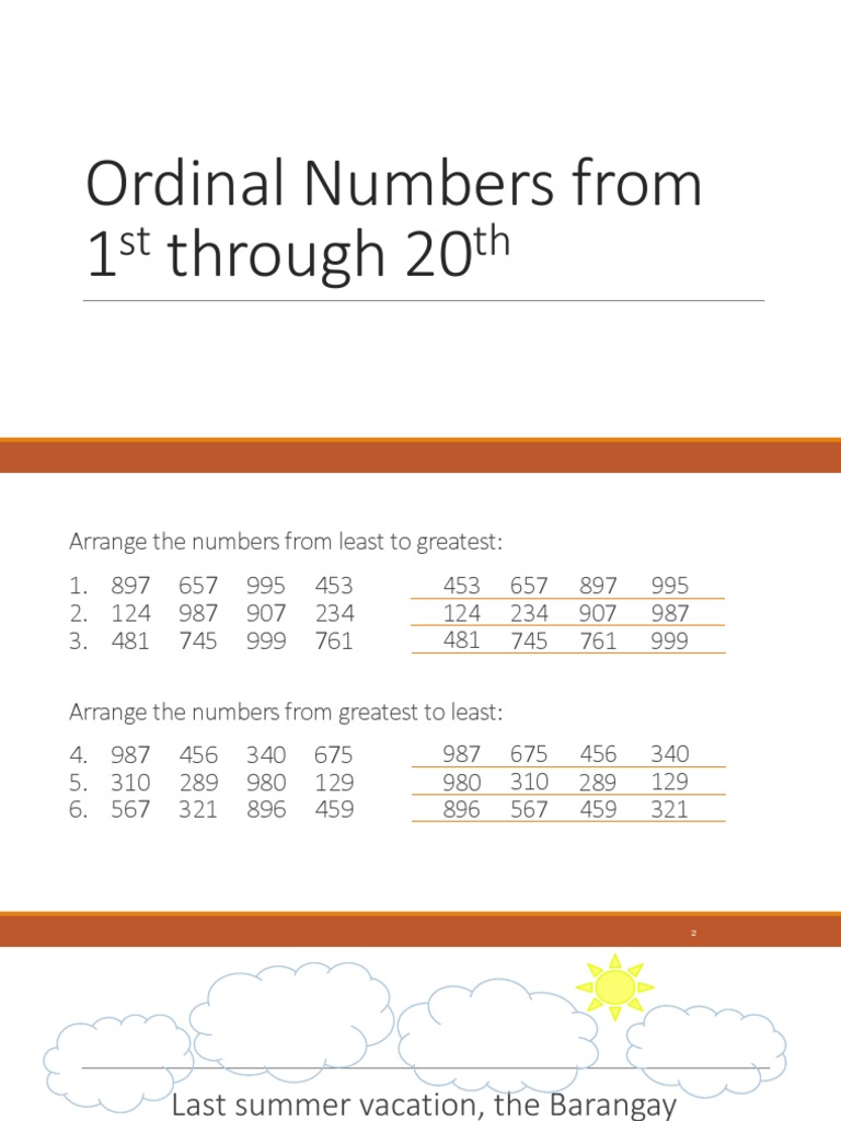 Ordinal Numbers From 1st Through 20th | PDF