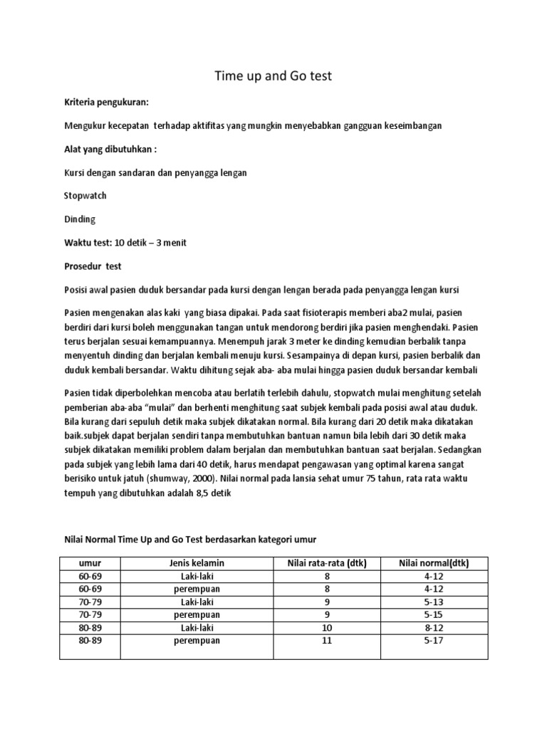 Time Up and Go Test | PDF