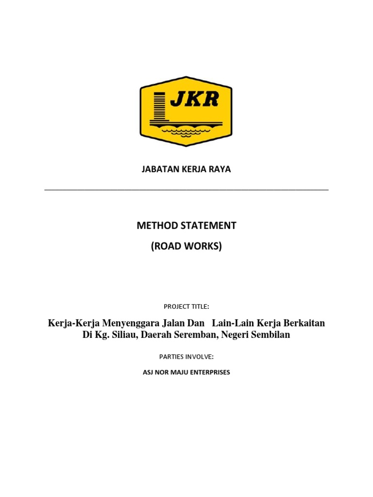 Method Statement (Road Works) : Jabatan Kerja Raya | PDF | Asphalt ...