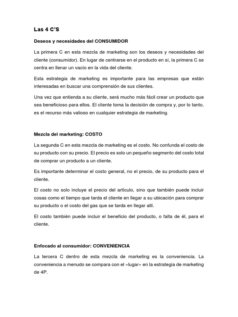 Las 4 C | PDF | Producto (Negocio) | Marketing