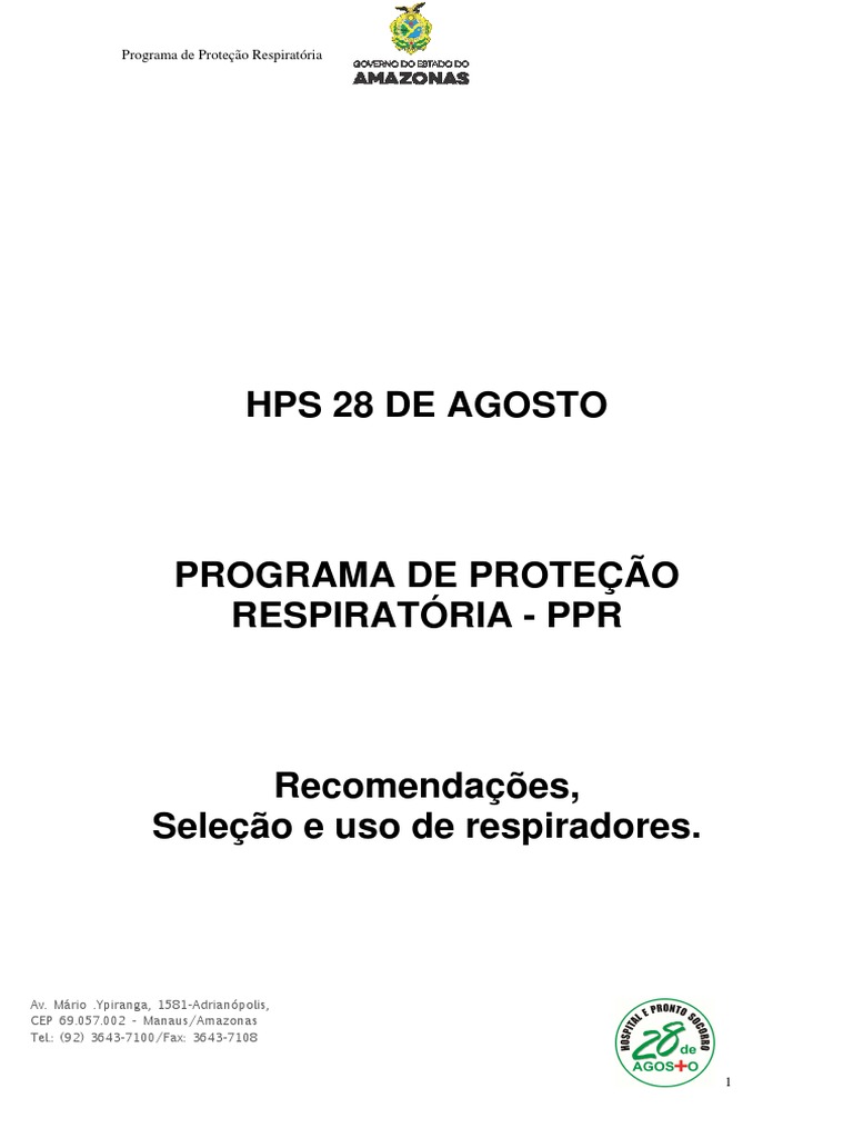 PPR - Programa de Proteção Respiratória | PDF | Oxigênio | Pressão