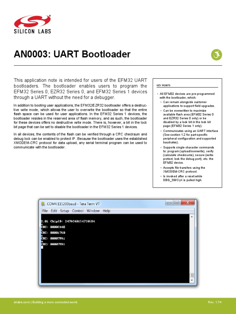 An0003 Efm32 Uart Bootloader | PDF | Booting | Flash Memory