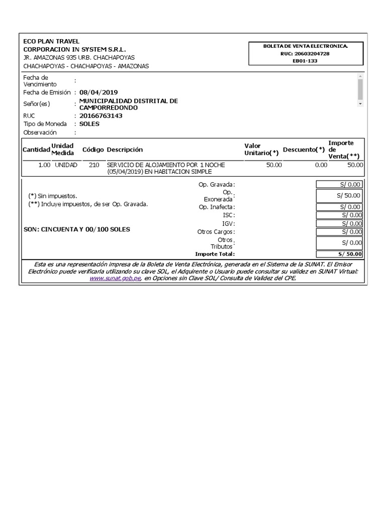 Boleta Electronica-Hotel Frisos | PDF | Informática y tecnología de la ...