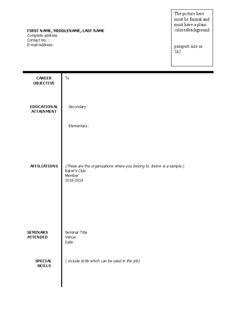 Complete Address Contact No.: E-Mail Address:: First Name, Middlename ...