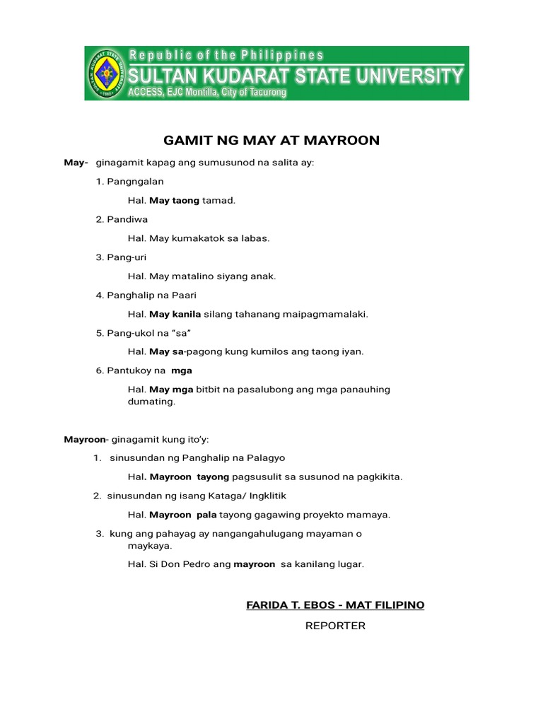 Gamit NG May at Mayroon | PDF