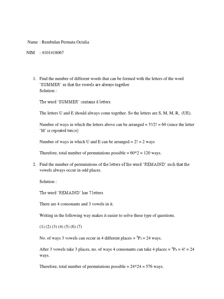 Problems and Solving About Permutation | PDF | Numbers | Encodings