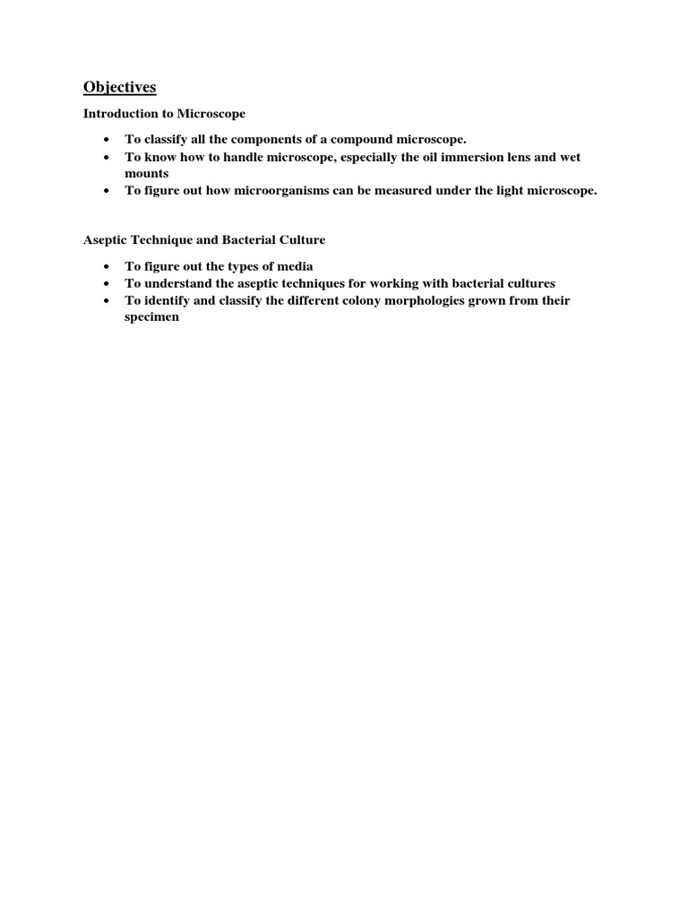 Objectives Practical 1 | PDF