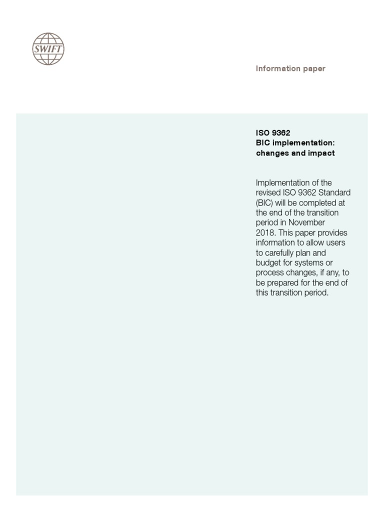 Information Paper: ISO 9362 BIC Implementation: Changes and Impact ...