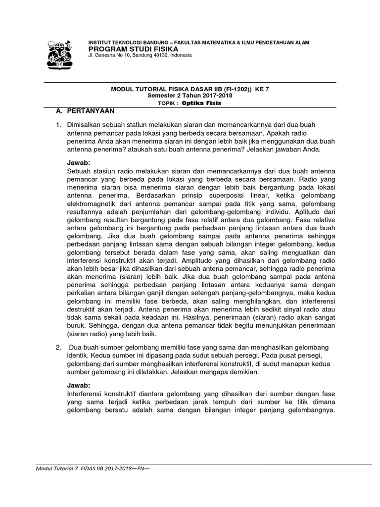 Solusi Modul Tutorial 7 FIDAS IIB - 2017-2018 | PDF