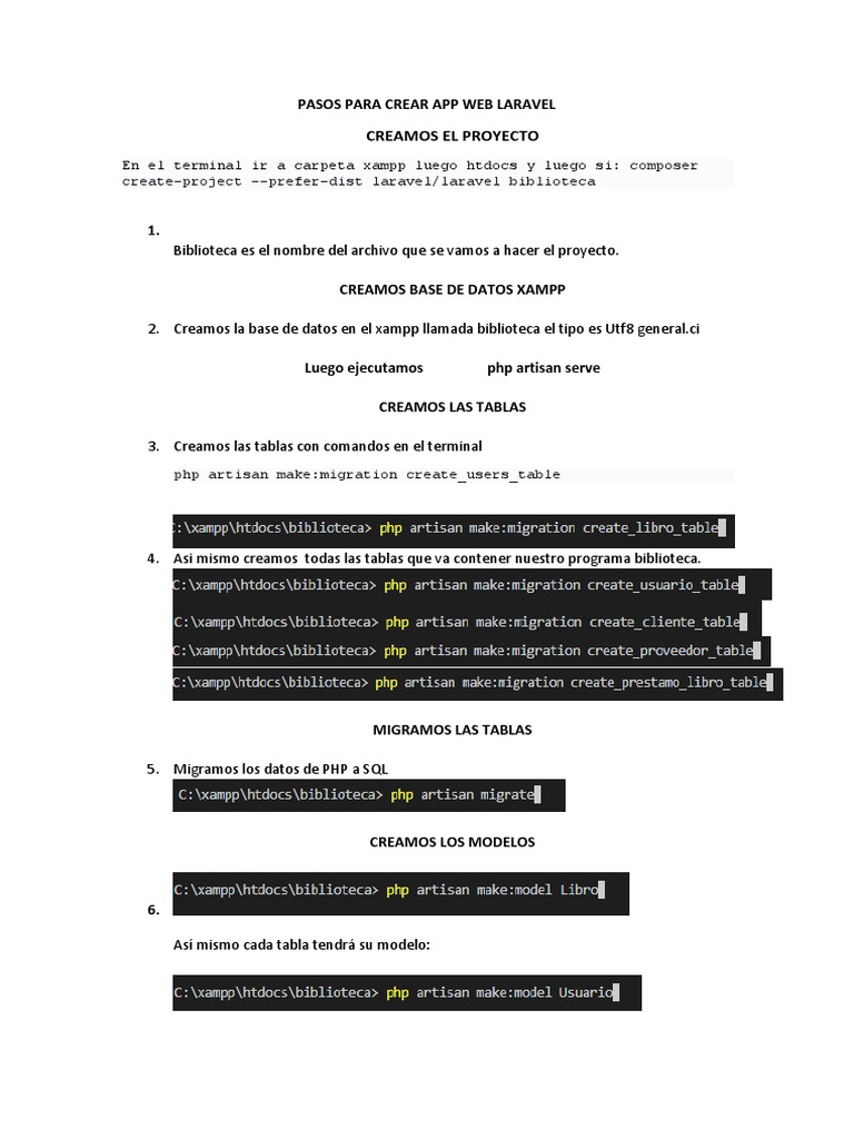 Guía Rápida: Crear App Web con Laravel | PDF | Tabla (base de datos) | Archivo de computadora