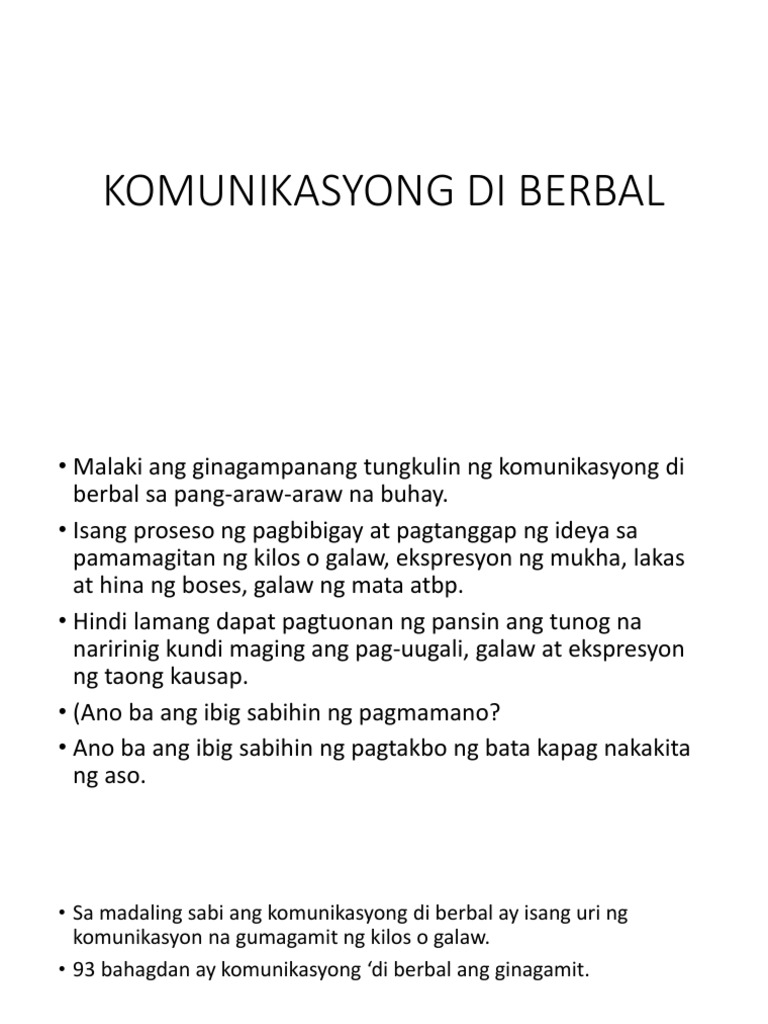 Komunikasyong Di Berbal | PDF