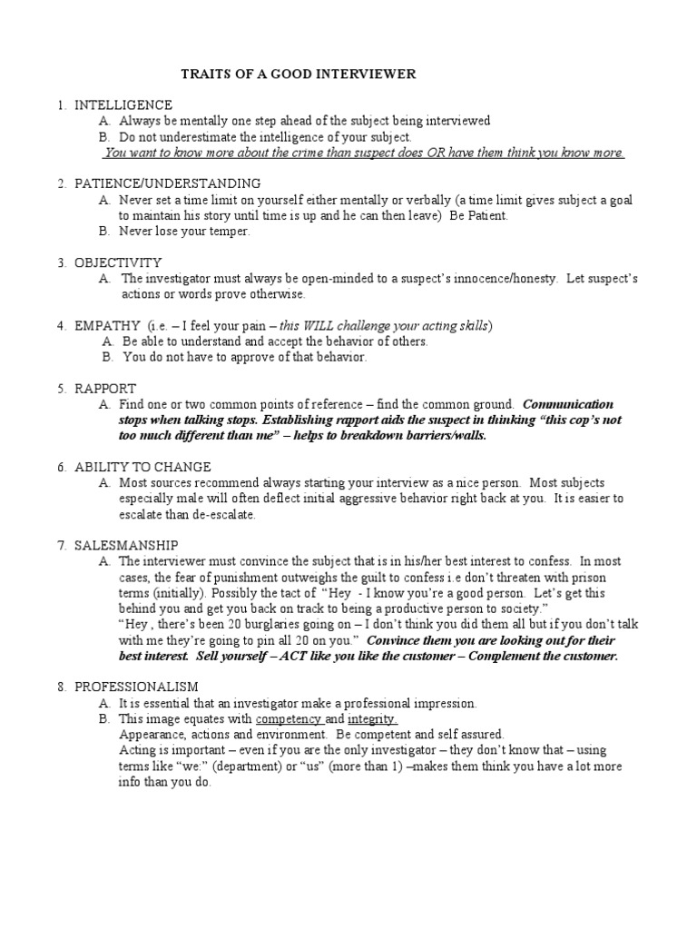 Interview and Interrogation | Deception | Miranda Warning