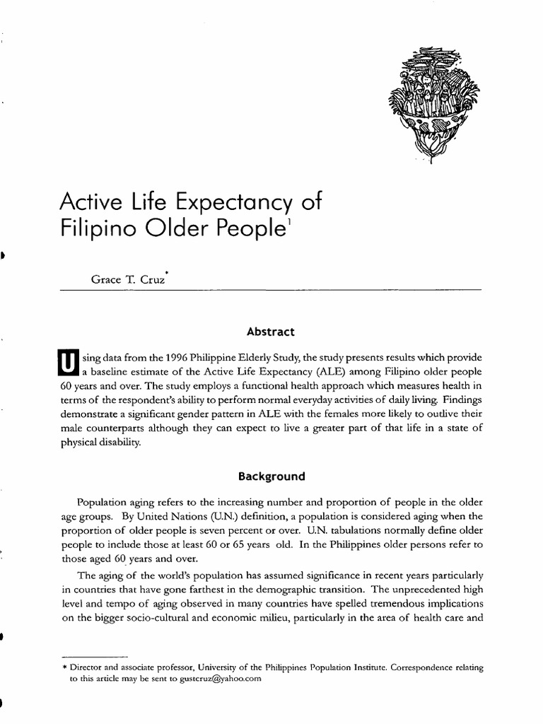 09 - Active Life Expectancy of Filipino Older People | PDF | Ageing ...