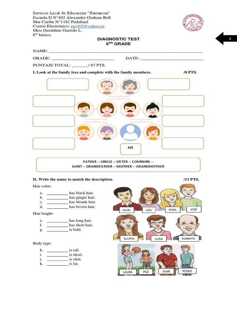 Diagnostic Test 6th Grade PDF