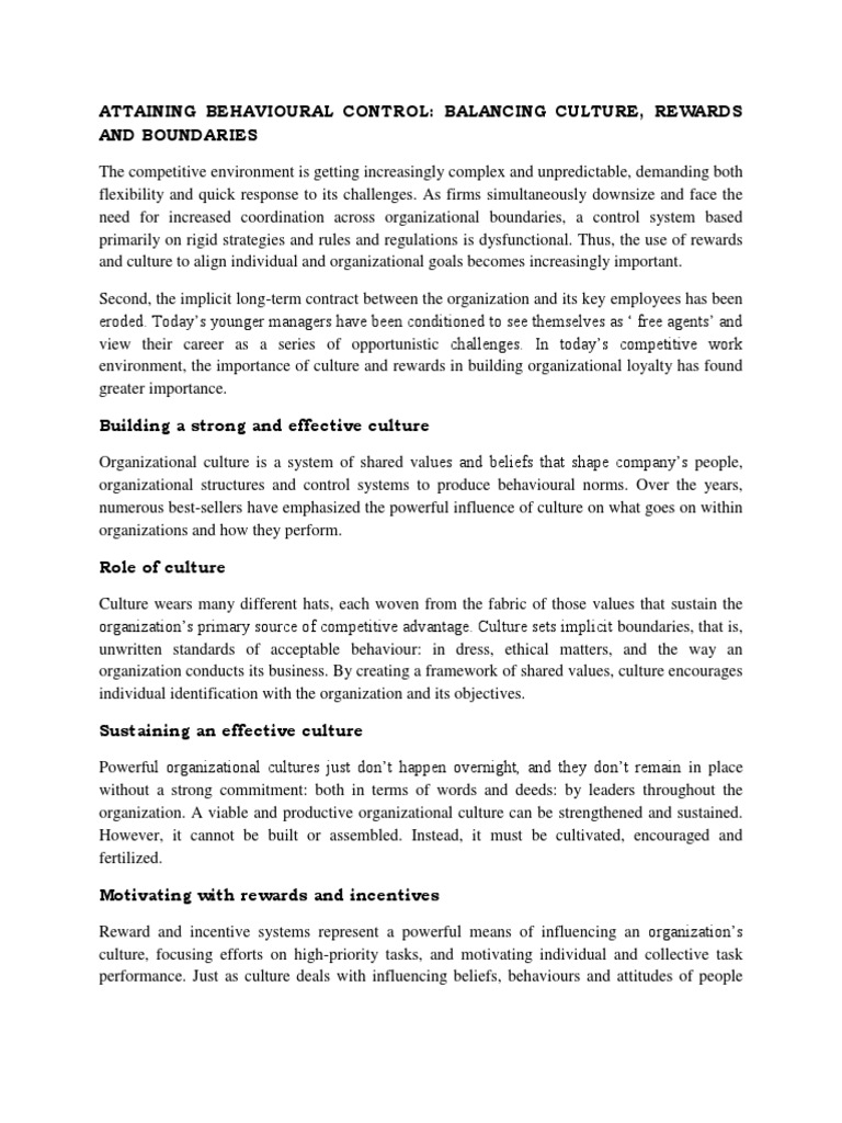 Attaining Behavioural Control | PDF | Goal | Organizational Culture